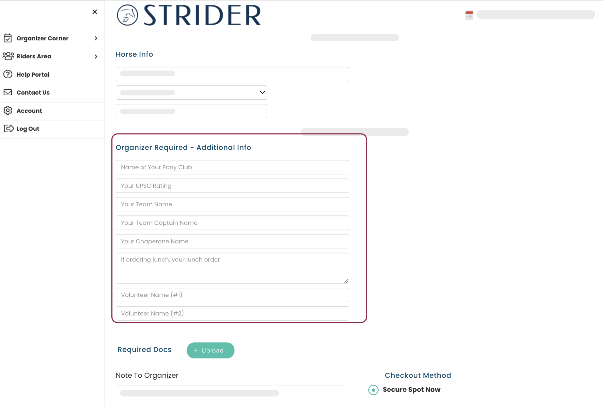 Setting Custom Entry Fields | STRIDER