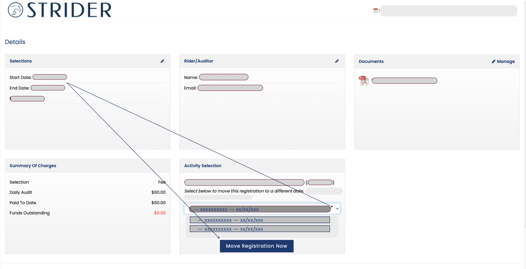 How to Move A Rider’s Entry to a New Date | STRIDER