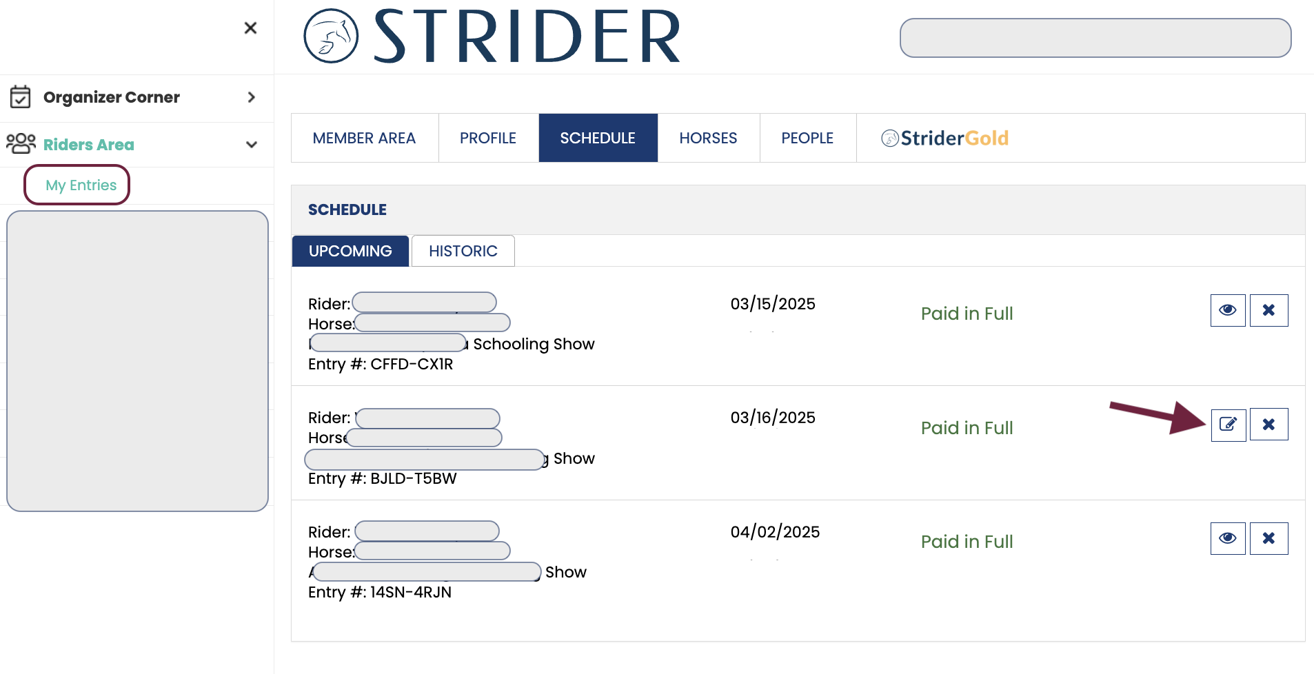 Rider Schedule | STRIDER