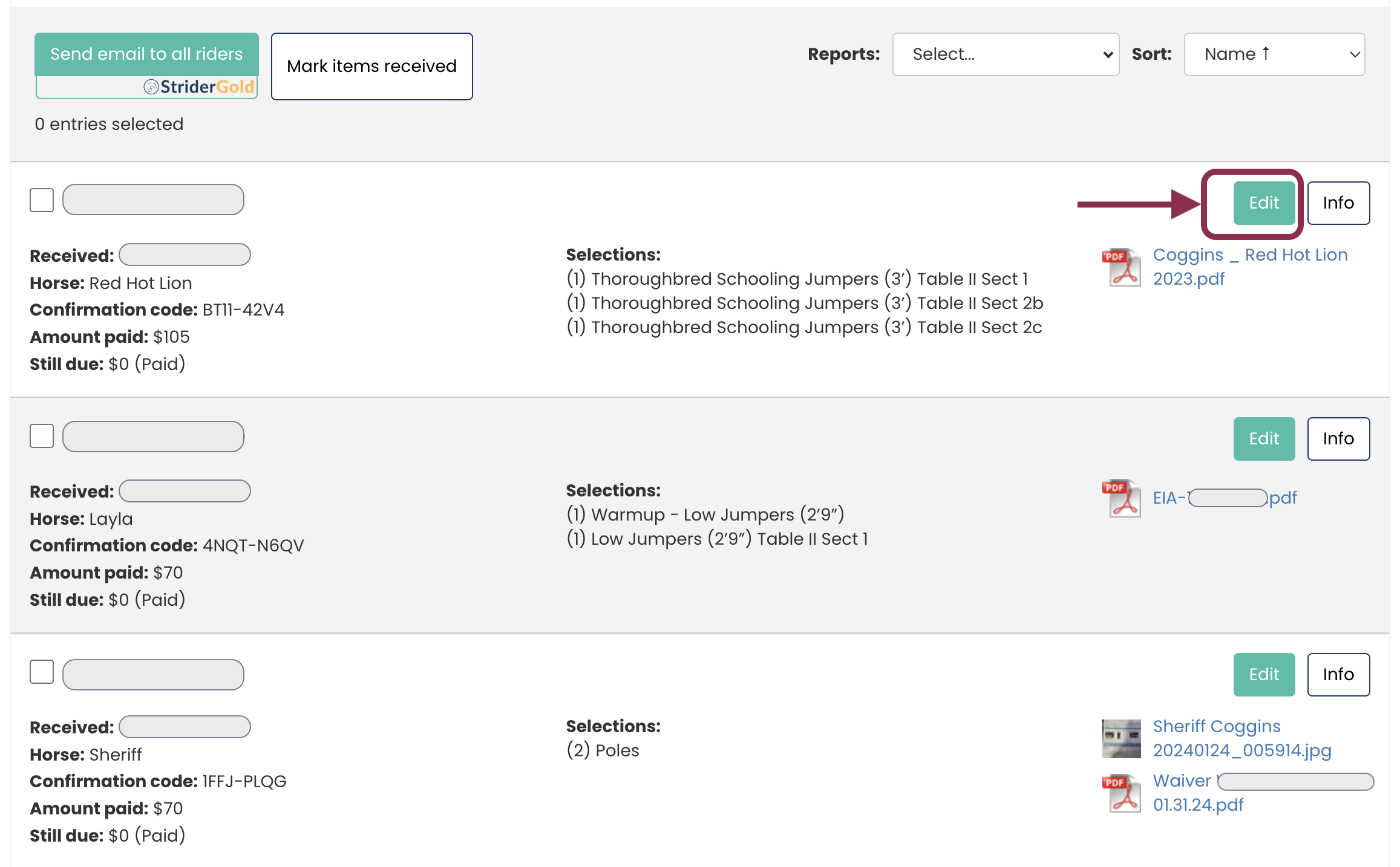 How To Send Rider A Payment Link For An Entry Change | STRIDER