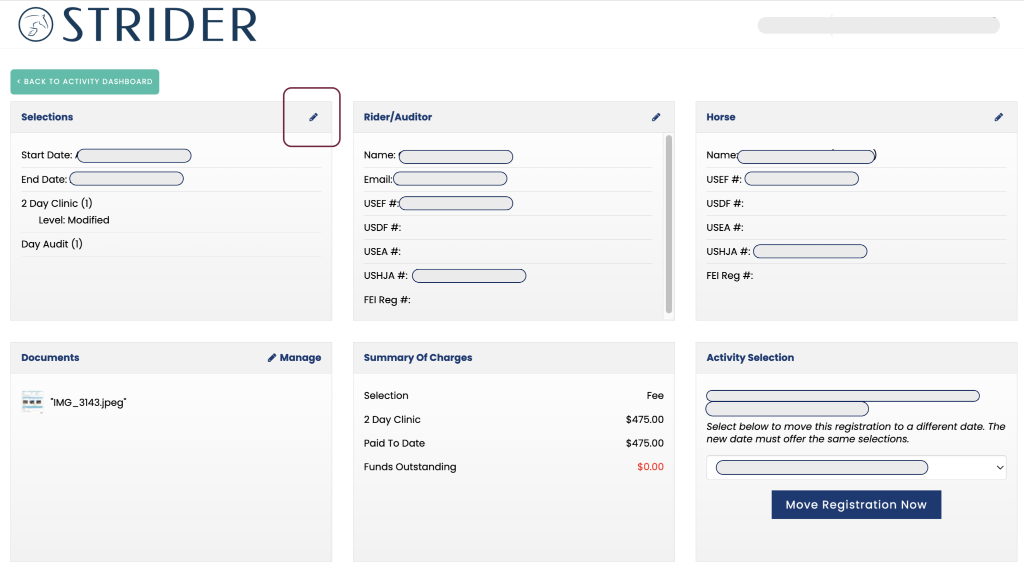 How To Send Rider A Payment Link For An Entry Change | STRIDER